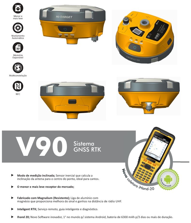 GPS HI-TARGET V90 RTK :: Equipamento Topográfico GPS RTK GNSS